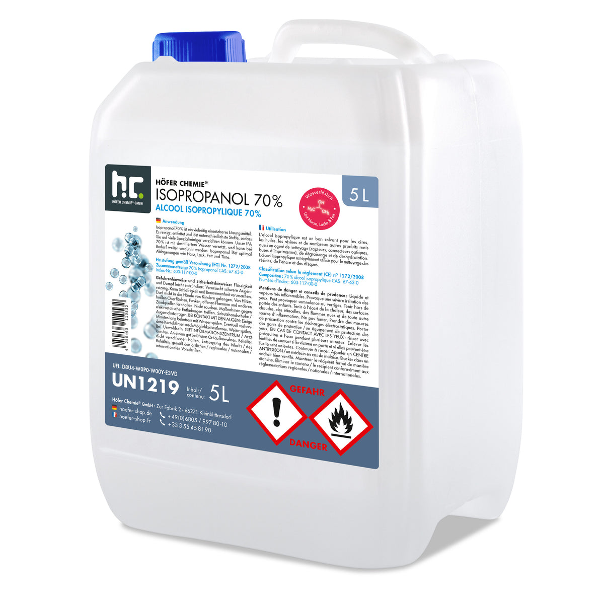 Isopropanol 70% & Hochwertiges Reinigungsmittel – Höfer Chemie GmbH