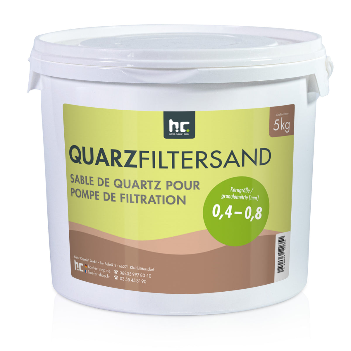 5 kg Premium Quarzsand Filtersand 0,4 - 0,8 mm – Höfer Chemie GmbH